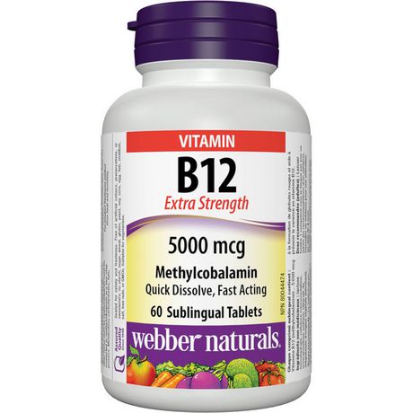 Webber Vitamin B12 Extra Strength 5000 Mcg Methylcobalamin Sublingual ...