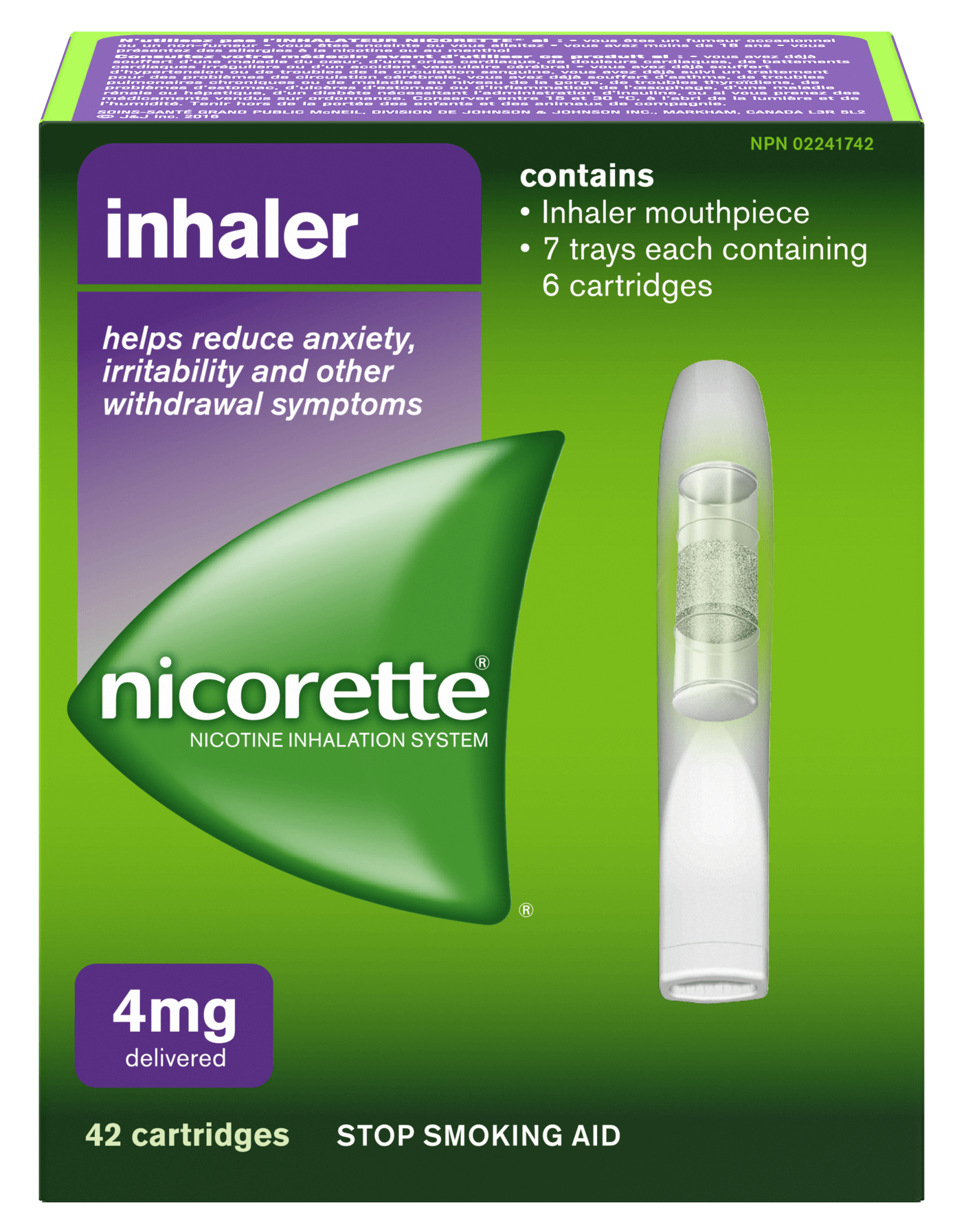Nicorette Nicotine Inhaler Refills, 4mg, 42 cartridges - CTC Health
