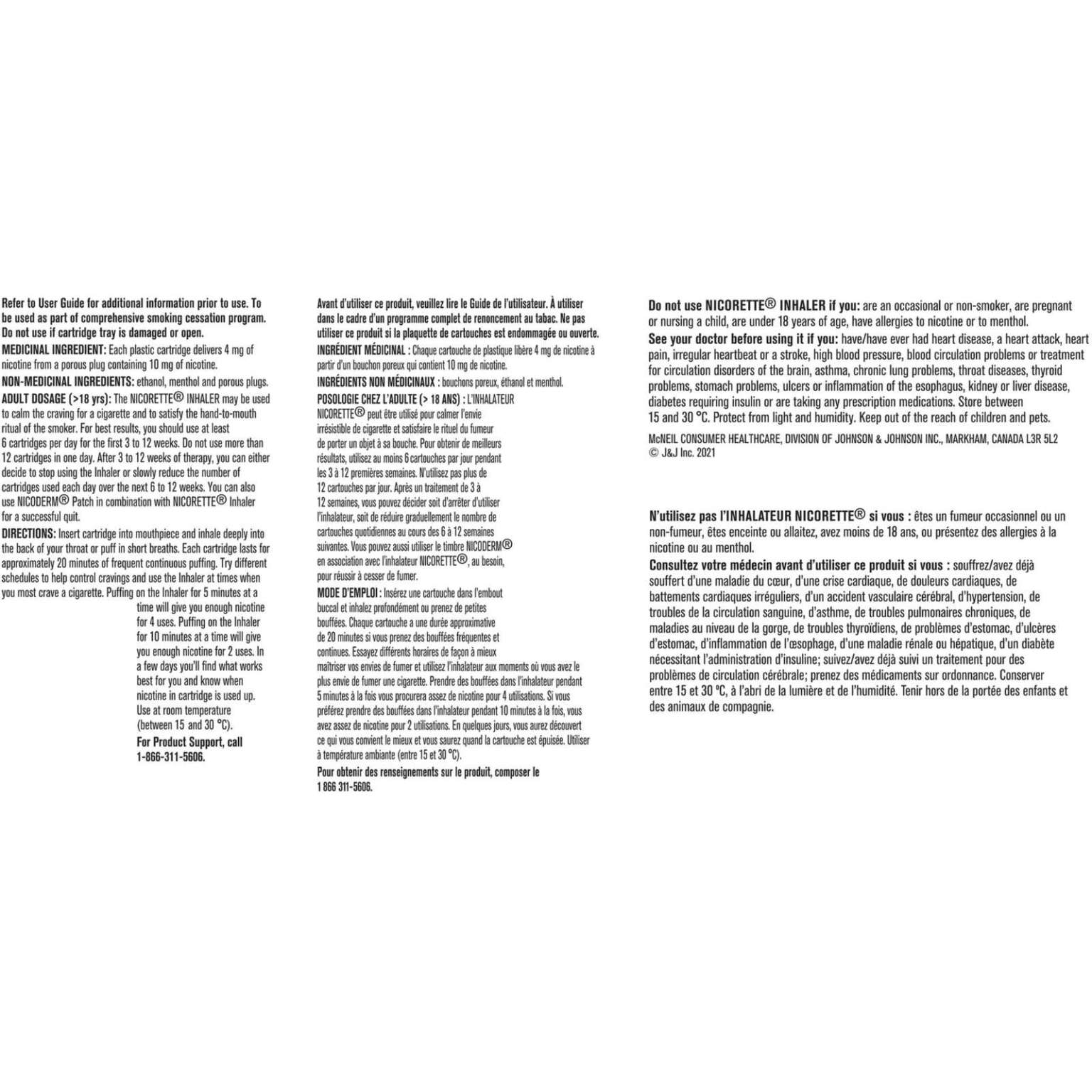 Nicorette Nicotine Inhaler Refills, 4mg, 42 cartridges - CTC Health