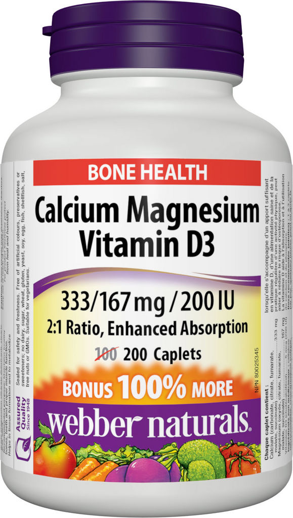 Webber Naturals Calcium Magnesium With D3 Bonus Size - CTC Health