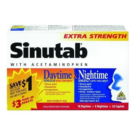 Sinutab Sinus Extra Strength Daytime & Nightime Convenience Pack - CTC ...