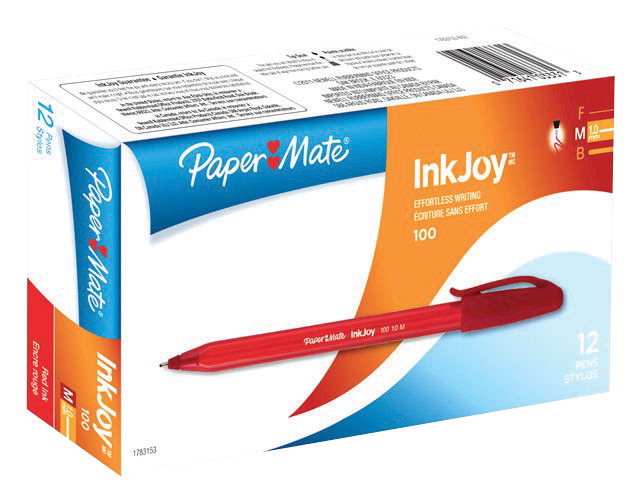 InkJoy 100 Ballpoint Stick Pen, 1mm, Red, Dozen - CTC Health