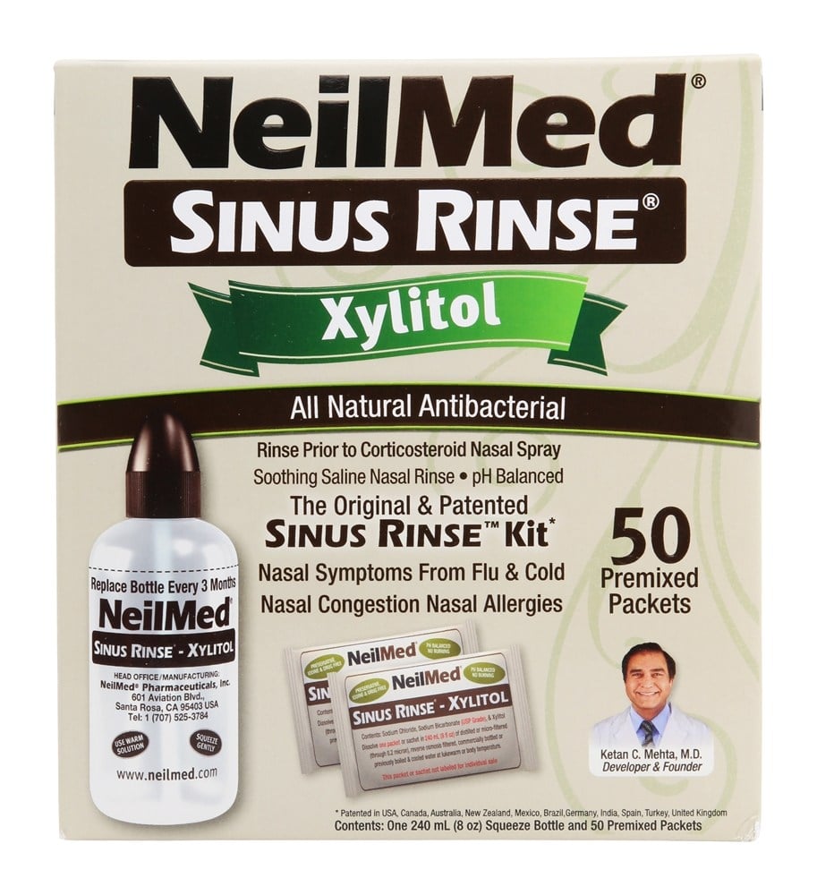 NeilMed Sinus Rinse Xylitol Kit with Refill Packets, 50 Ct - CTC Health
