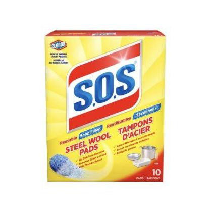 Sos S.O.S Steel Wool Soap Pads, 10 Count - CTC Health