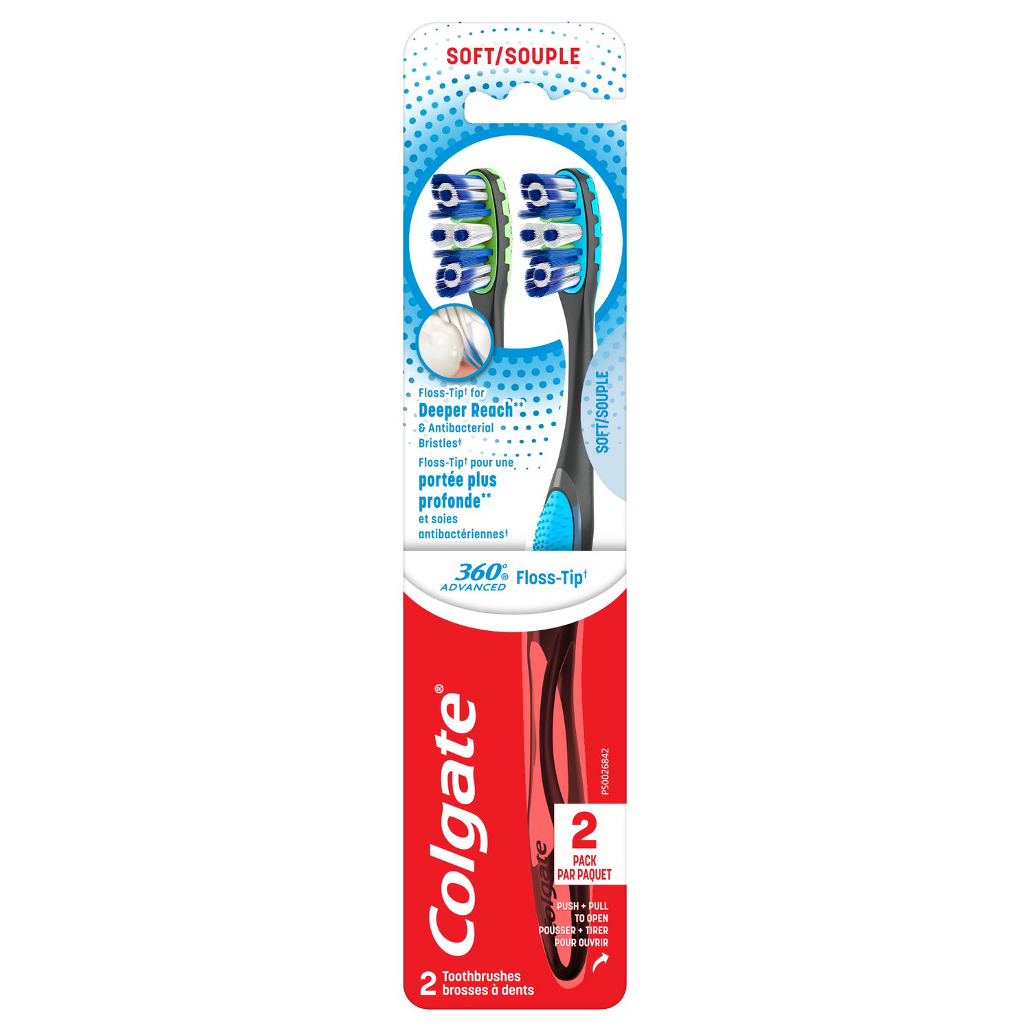 Colgate 360 Floss Tip Advanced Twin Pack Toothbrushes (2/pk) - CTC Health