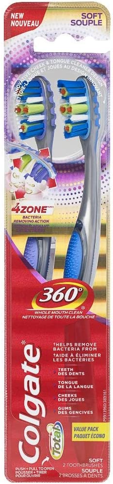 Colgate 360 Advanced Soft Toothbrush 4-Zone Twin Pack (2/PK) - CTC Health