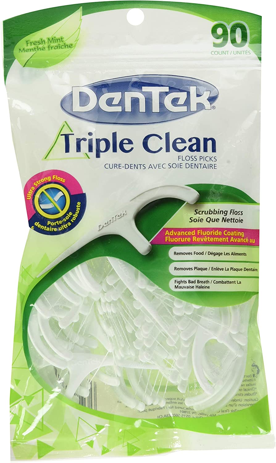 DenTek Triple Clean - 90 Count - Dental Floss Picks - CTC Health