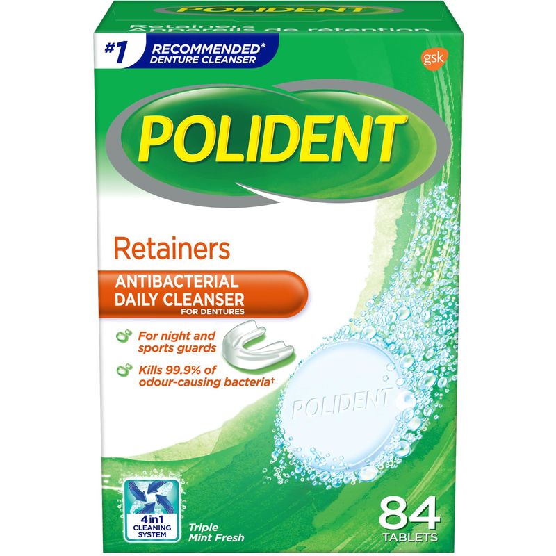 Polident for Retainers Daily Cleanser Triple Mint Fresh 84 Tablets ...