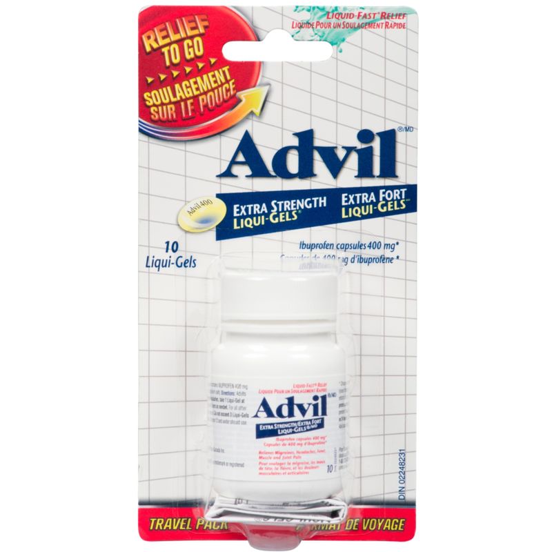Advil Extra Strength Ibuprofen Capsules 400 mg - Travel Pack, 10 Liqui ...
