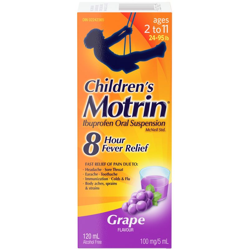 Children’s MOTRIN Liquid Pain Relief, Ibuprofen, Grape Flavour - CTC Health