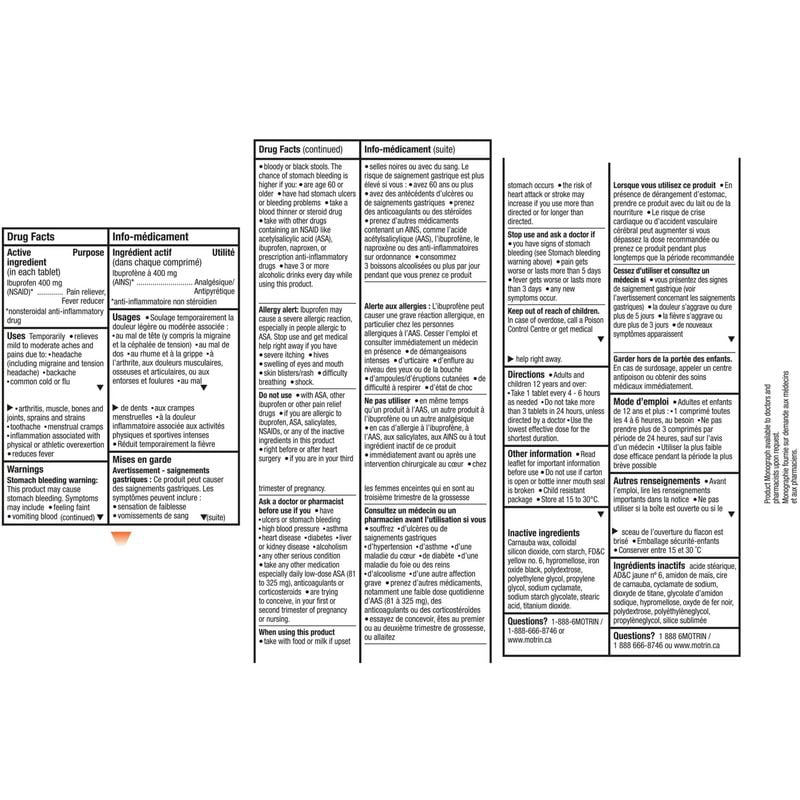 Motrin Super Strength Pain Relief Ibuprofen 400mg 16 Tablets - CTC Health