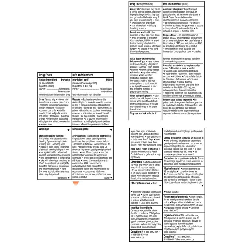 Motrin Super Strength Pain Relief Ibuprofen 400mg 45 Tablets - CTC Health