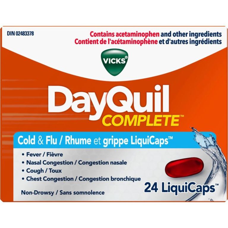 Vicks DayQuil COMPLETE Cold & Flu Daytime Relief, 24 LiquiCaps - CTC Health