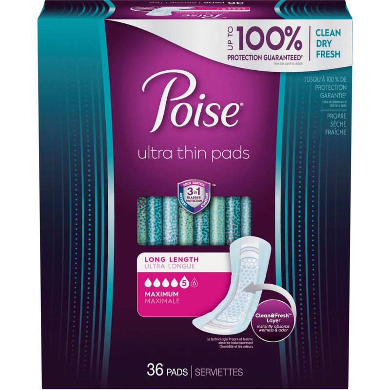 Poise Ultra Thin Postpartum Incontinence Pads, Moderate Absorbency ...
