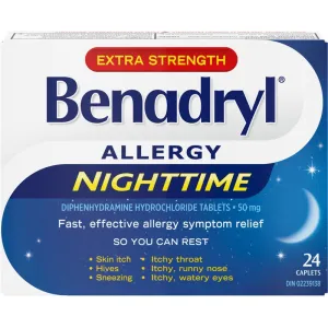 Extra Strength BENADRYL® Caplets Nighttime, 50 mg 24 ea - CTC Health