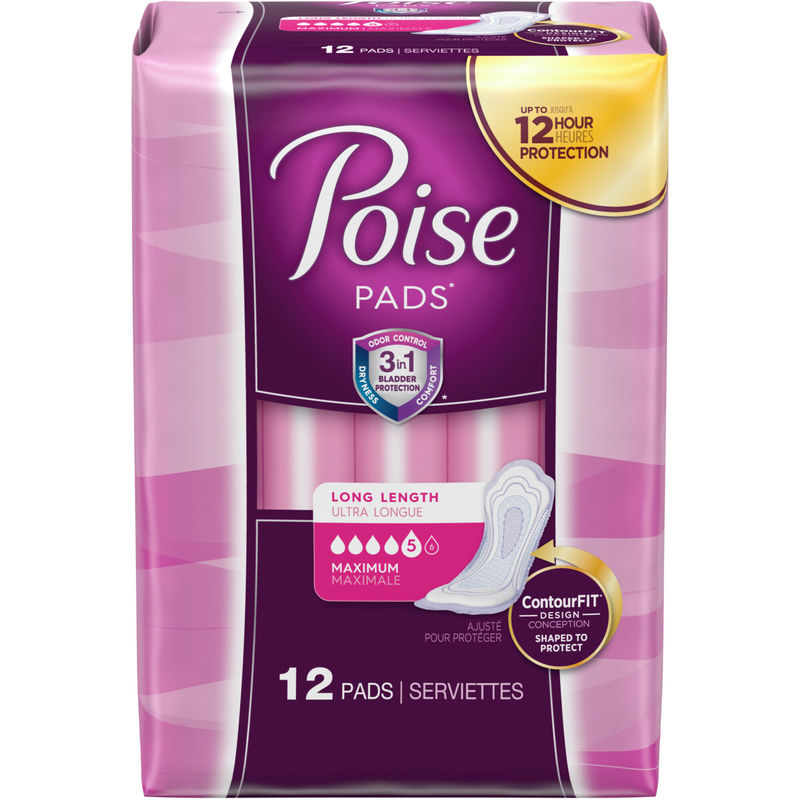 Poise Incontinence Pads, Maximum Absorbency, Long 12 Count - CTC Health