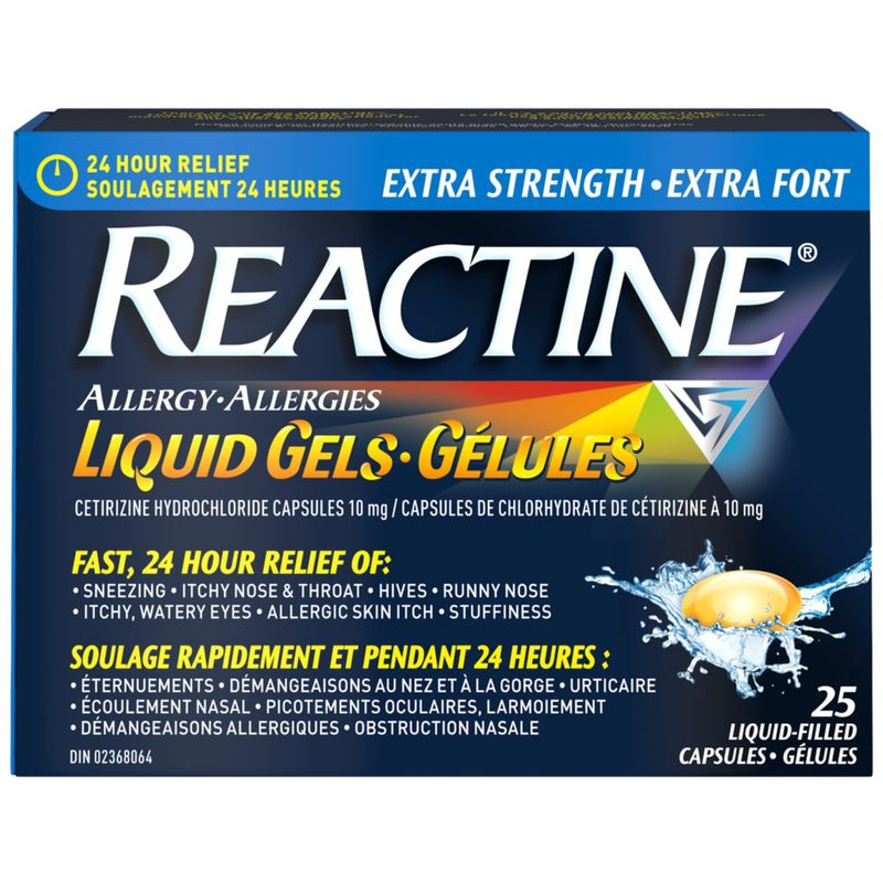 Reactine Extra Strength 24Hr Allergy Medicine, Liquid Gels 10mg 25 ea ...