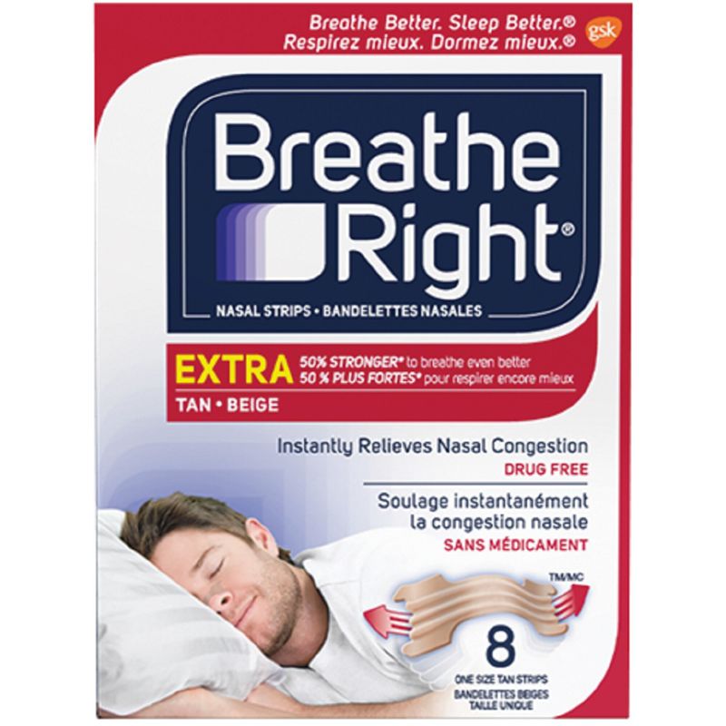 Breathe Right Nasal Strips Extra Strength Tan 8ct - CTC Health