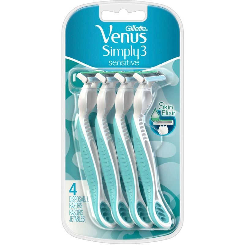 Gillette Venus Simply3 Sensitive Women’s Disposable Razors - 4 Pack ...