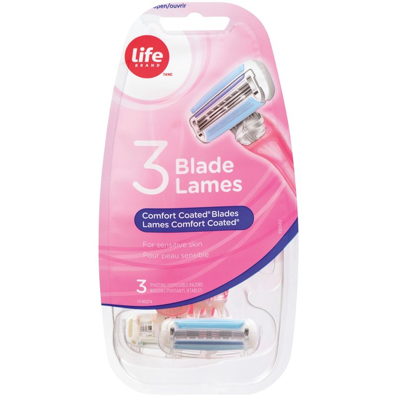 Life Brand 3 Blade Pivoting Disposable Razor 3 Count - CTC Health