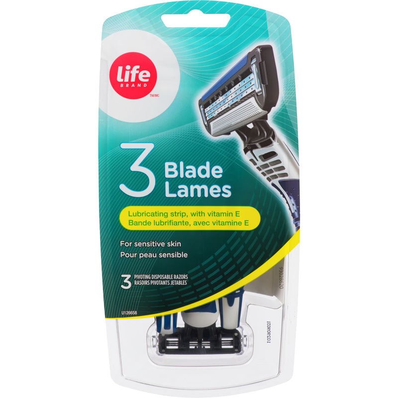 Life Brand Men’s Triple Blade Disposable Razors for Sensitive Skin ...