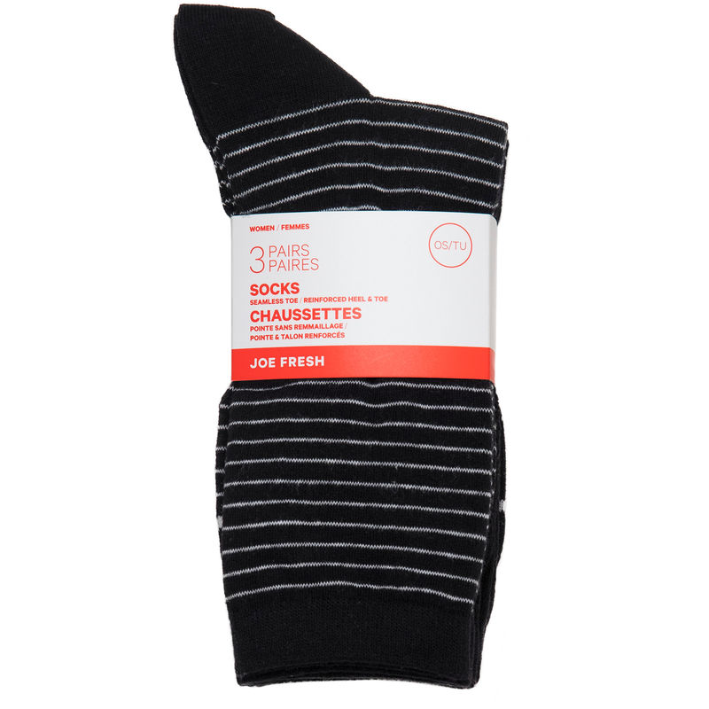 Joe Fresh Women Texture Crew Socks, Black 3-Pack - CTC Health