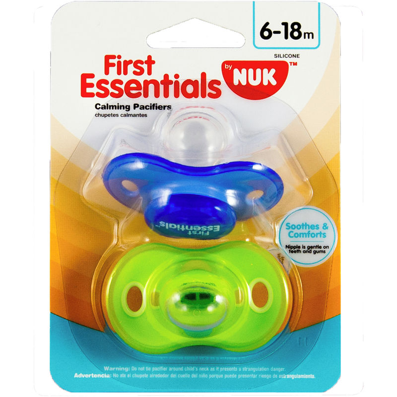 First Essentials by NUK Comfort Fit Pacifier, 6-18M, 2PK, Silicone ...