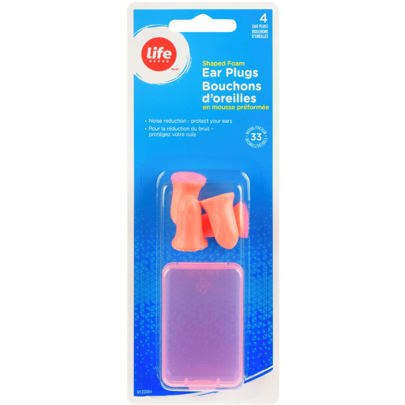 Life Brand Shaped Foam Ear Plugs for Noise Reduction - CTC Health
