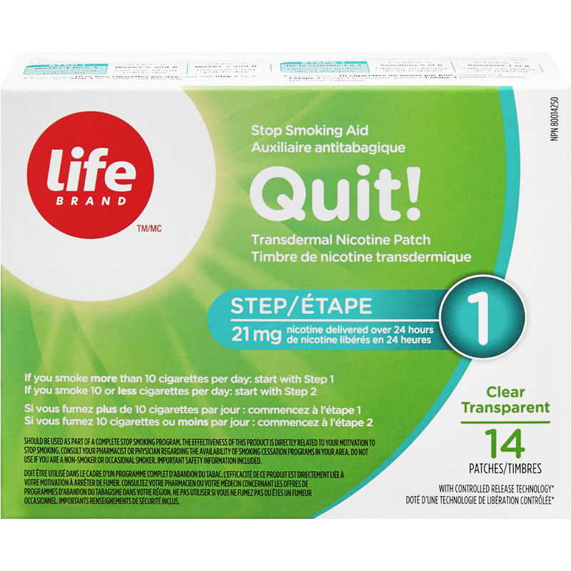 Life Brand LB Nicotine Patch 21mg Stop 1 Clear 14 Count - CTC Health