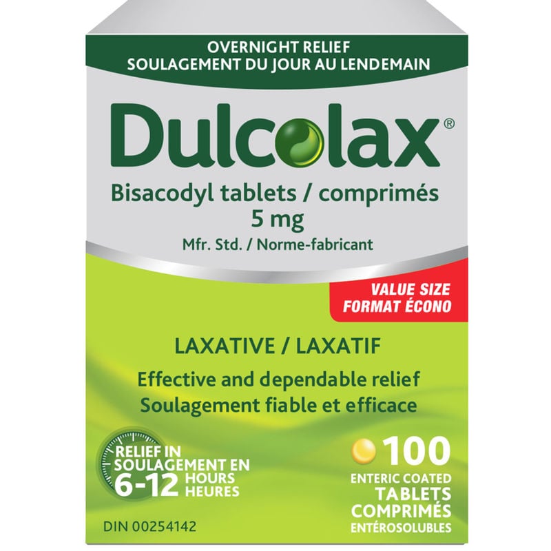 DULCOLAX® LAXATIVE TABLETS 5mg 100ct - Overnight Relief for Occasional ...