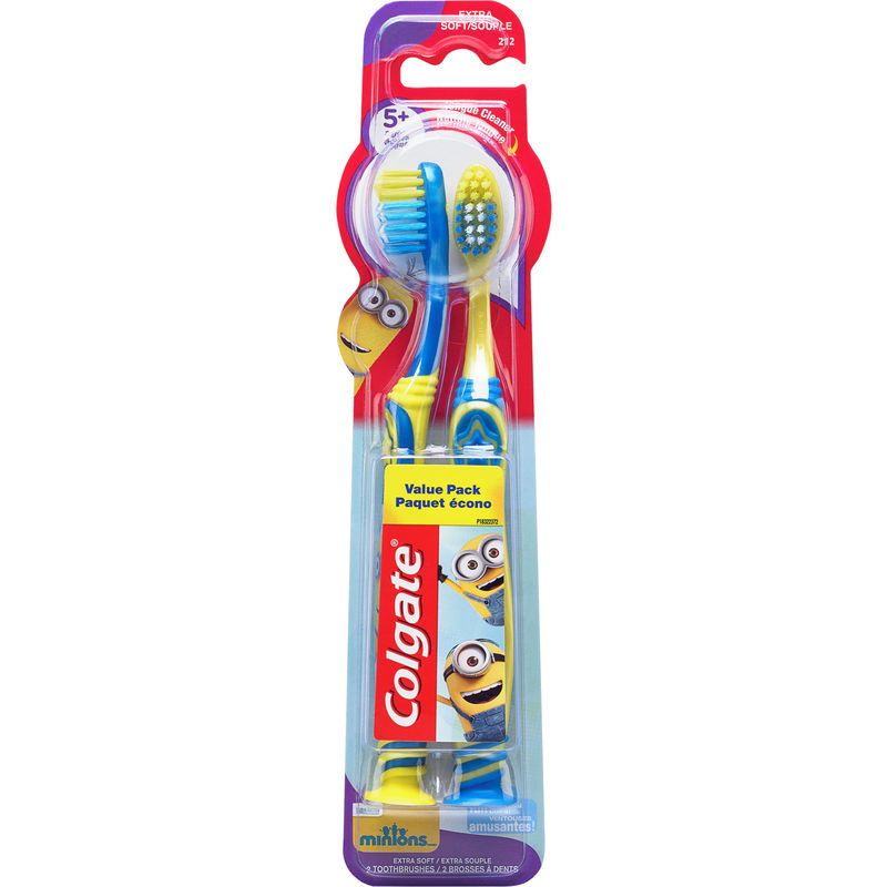 Colgate Kids Minions Extra Soft Toothbrush with Suction Cup - 2 Count ...
