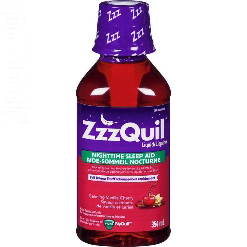 Vicks ZzzQuil Nighttime Sleep Aid Liquid, Calming Vanilla Cherry, 354 ...