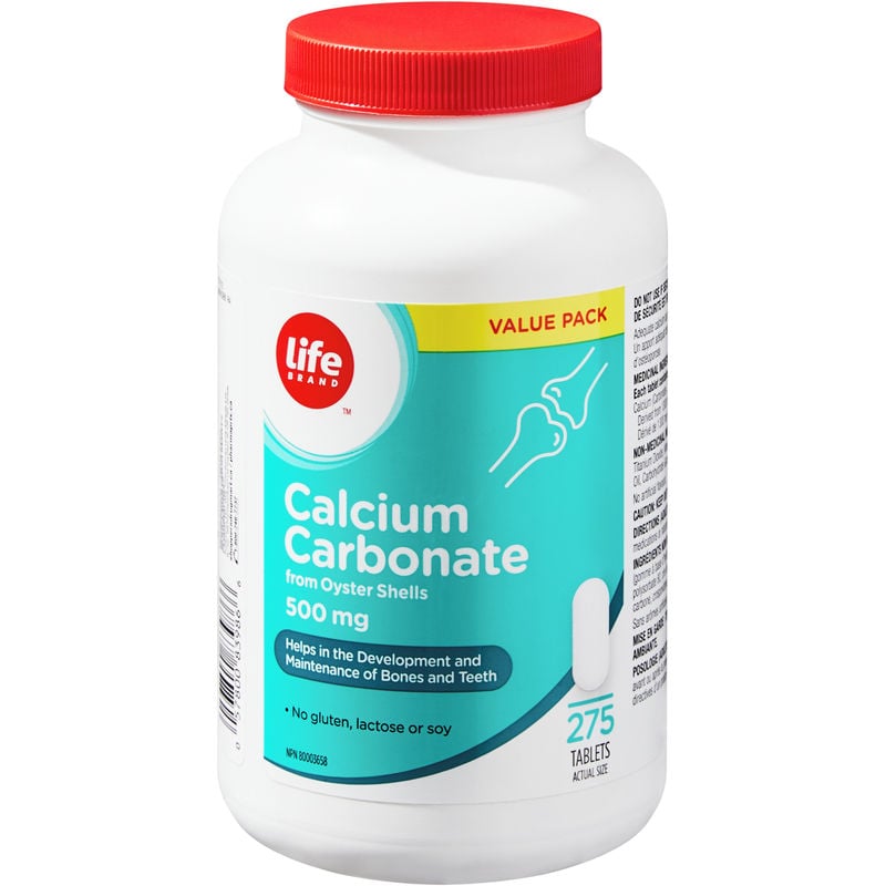 Life Brand Calcium Carbonate 500mg 275 TAB - Oyster Shell Calcium ...