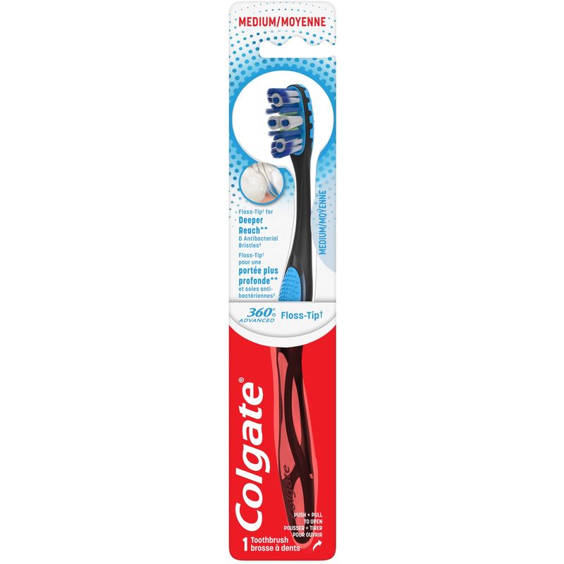 Colgate 360 Advanced Floss-Tip Toothbrush, Adult Medium 1 EA - CTC Health