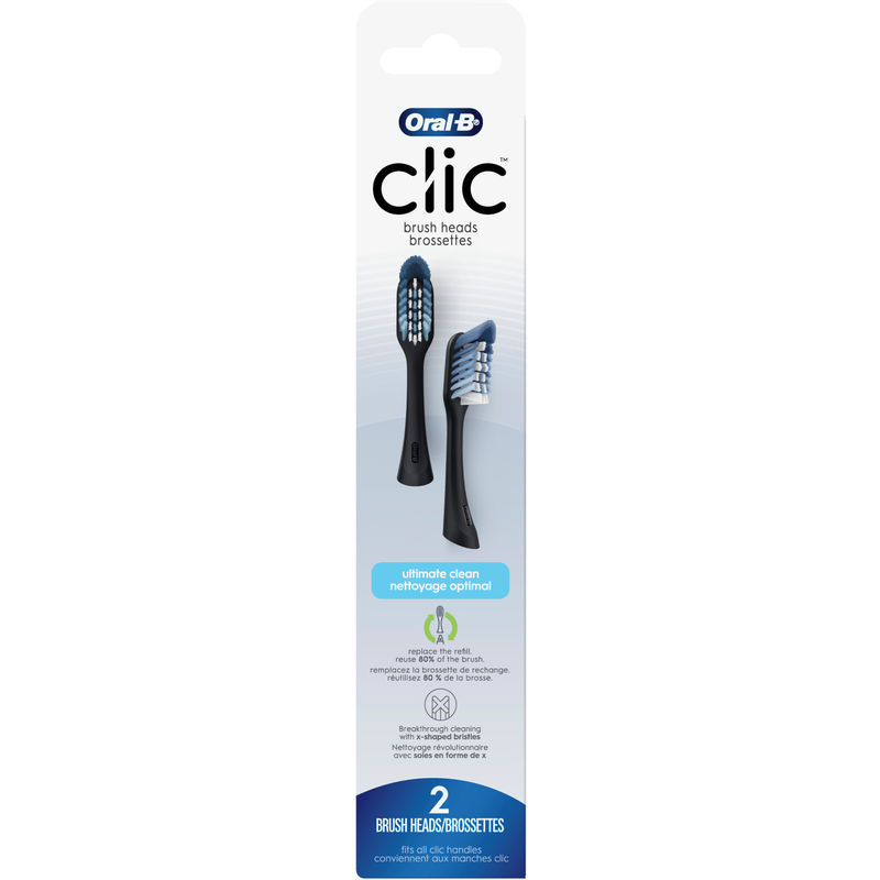Oral-B Clic Toothbrush Ultimate Clean Replacement Brush Heads, Black, 2 ...