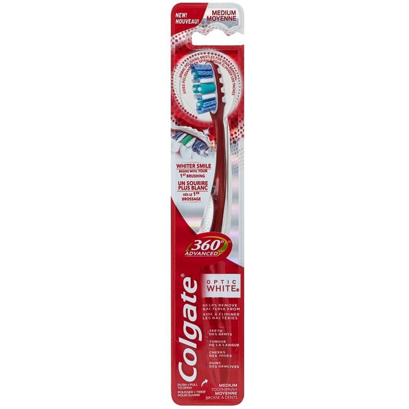 Colgate 360° Advanced Optic White Toothbrush, Medium - CTC Health