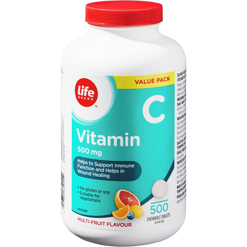 Life Brand Vitamin C 500mg Chewable Tablets - Multi-Fruit Flavor - CTC ...