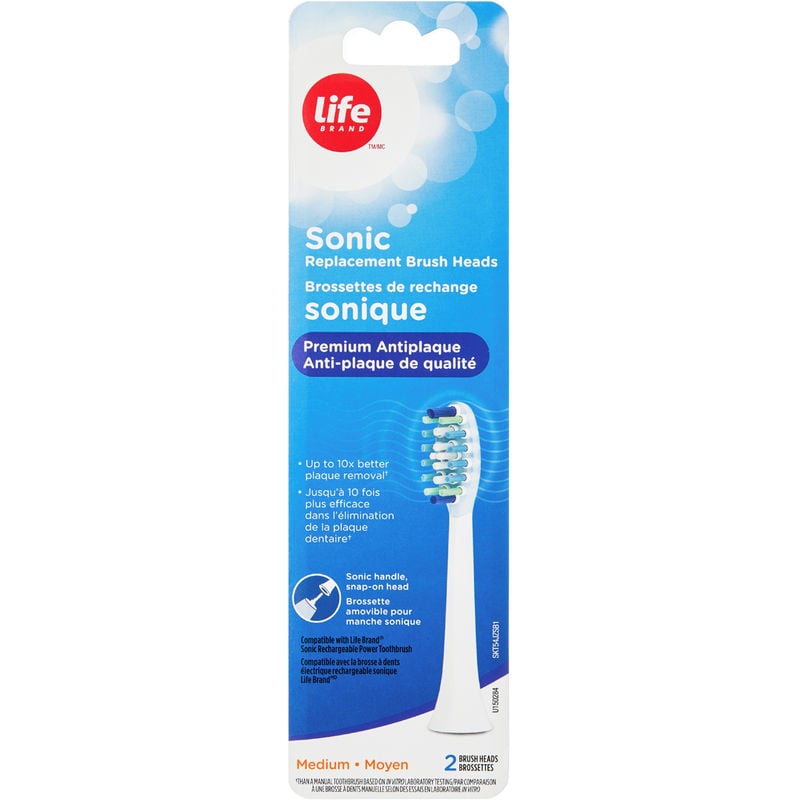 Life Brand Sonic Replacement Brush Heads 2 ea - CTC Health