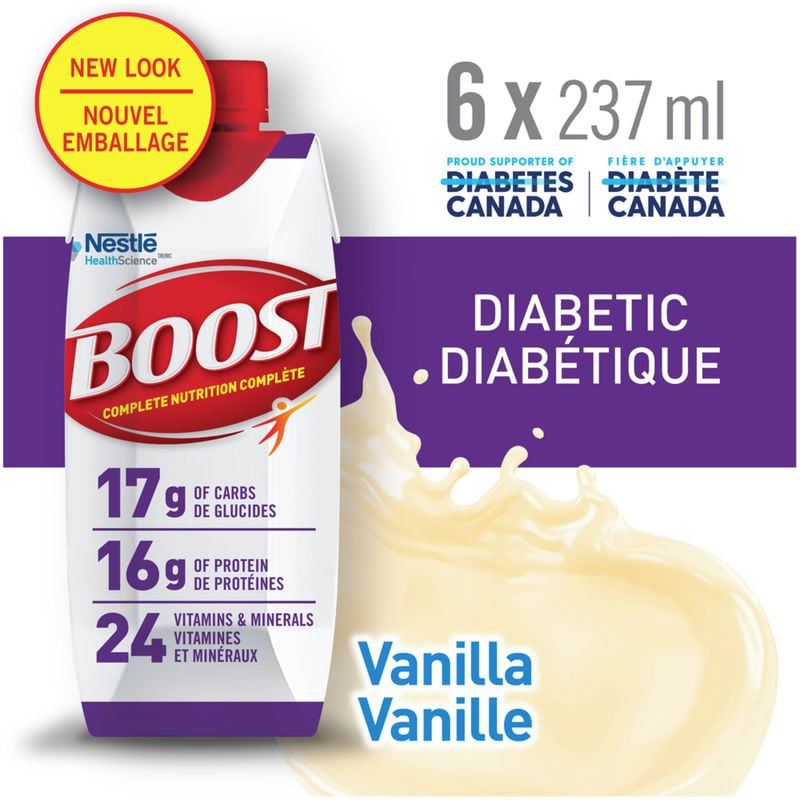 BOOST Diabetic Vanilla Nutritional Supplement Drink, Pack of 6 - CTC Health