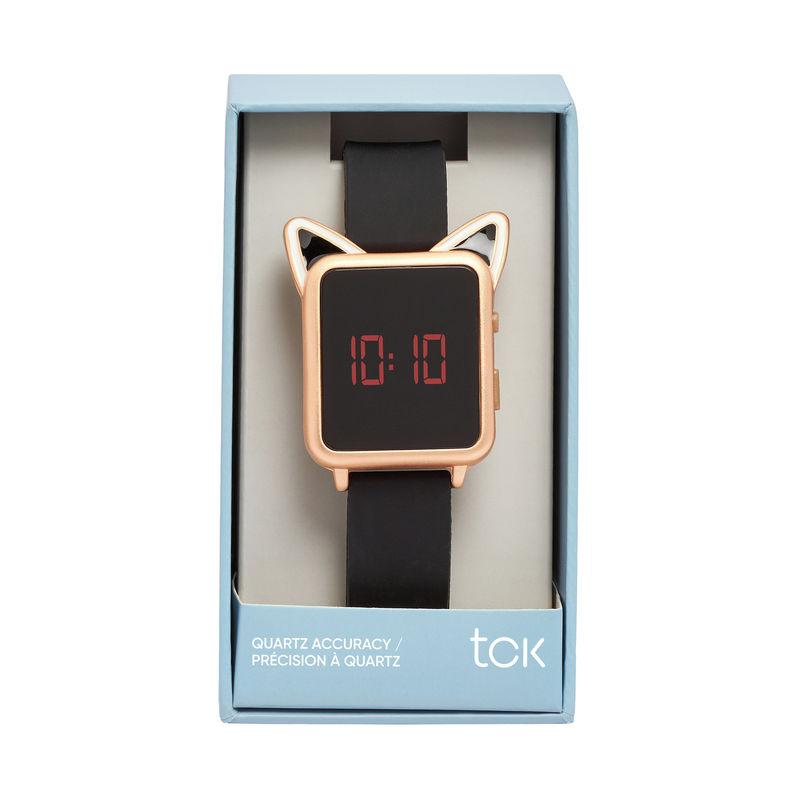 TCK 38 Casual Watch Youth with Cat Ear Digital Dial and Silicone Band ...