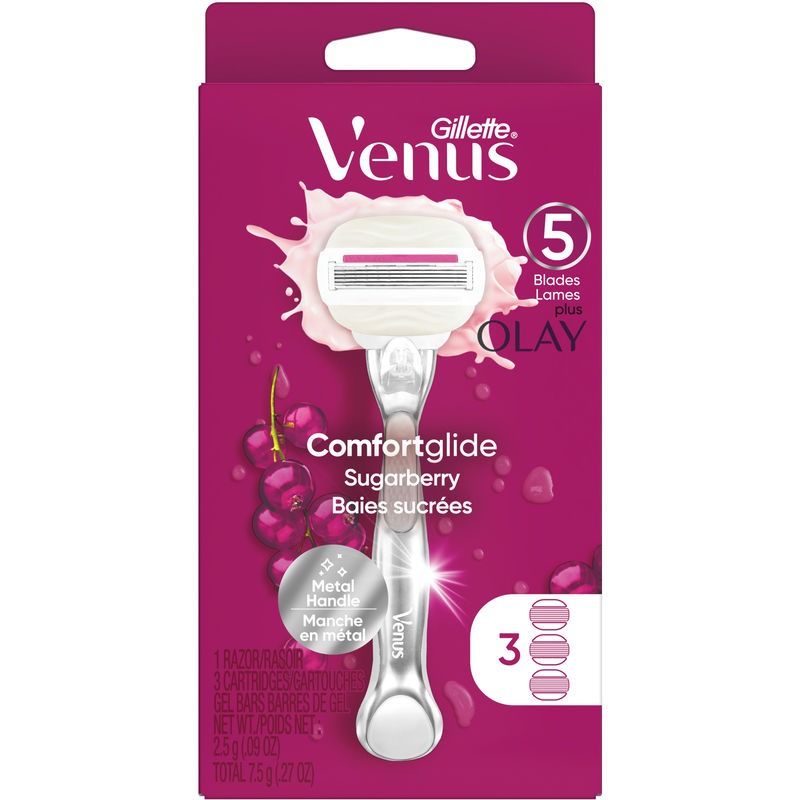 Venus Comfortglide plus Olay Sugarberry Women’s Razor Handle + 2 Blade ...