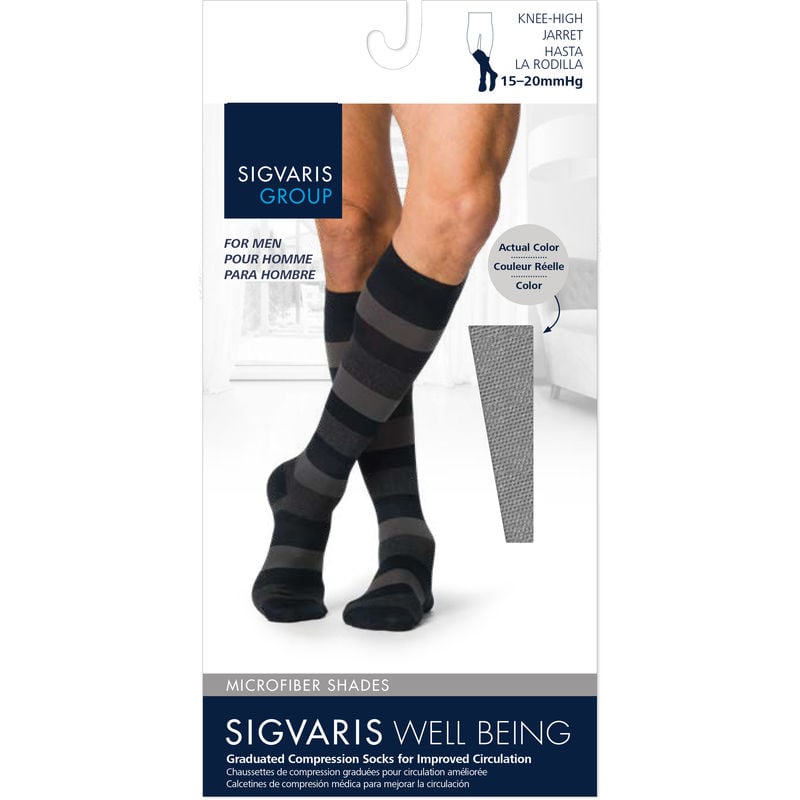 Sigvaris Microfiber Shades Compression Socks, Men, Onyx Stripe - Size B ...