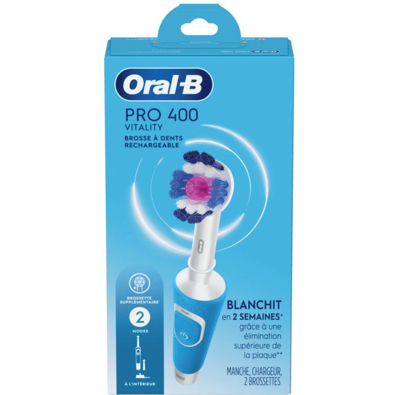 Oral-B Pro 400 3D White Vitality Electric Toothbrush with 2 Brush Heads ...