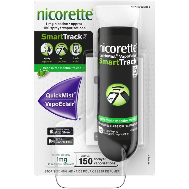 Nicorette QuickMist SmartTrack Spray, 1 Mg, Fresh Mint, 150 Sprays ...