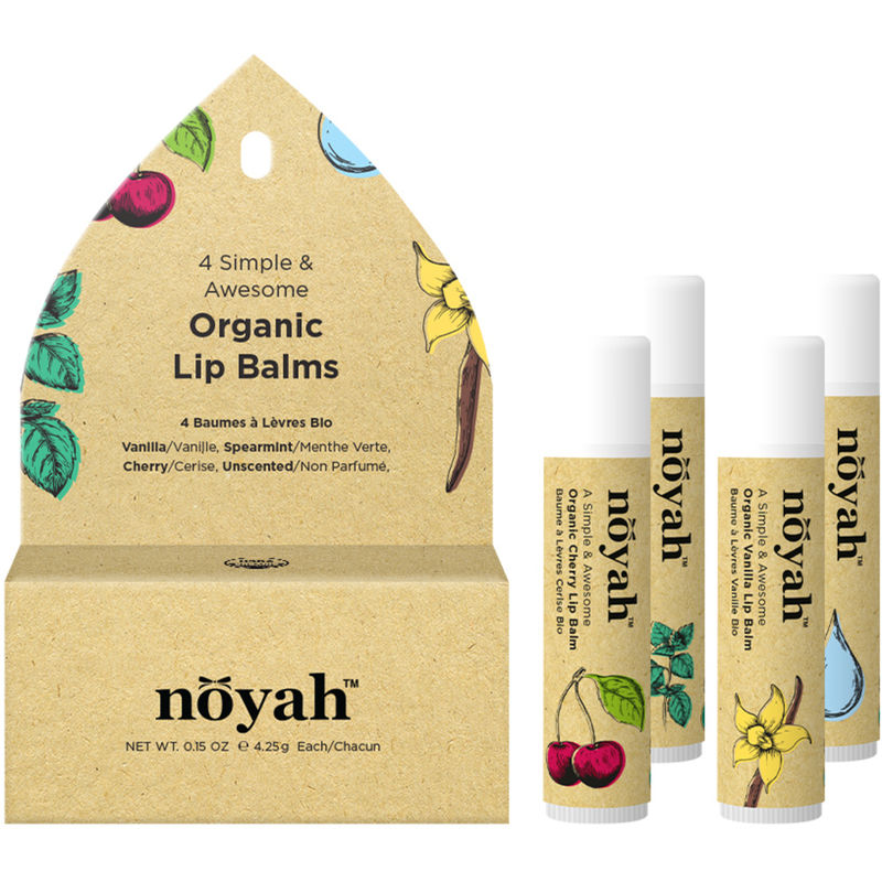 Noyah Organic Lip Balm 4 Flavor Combo Pack, 0.15 oz - CTC Health