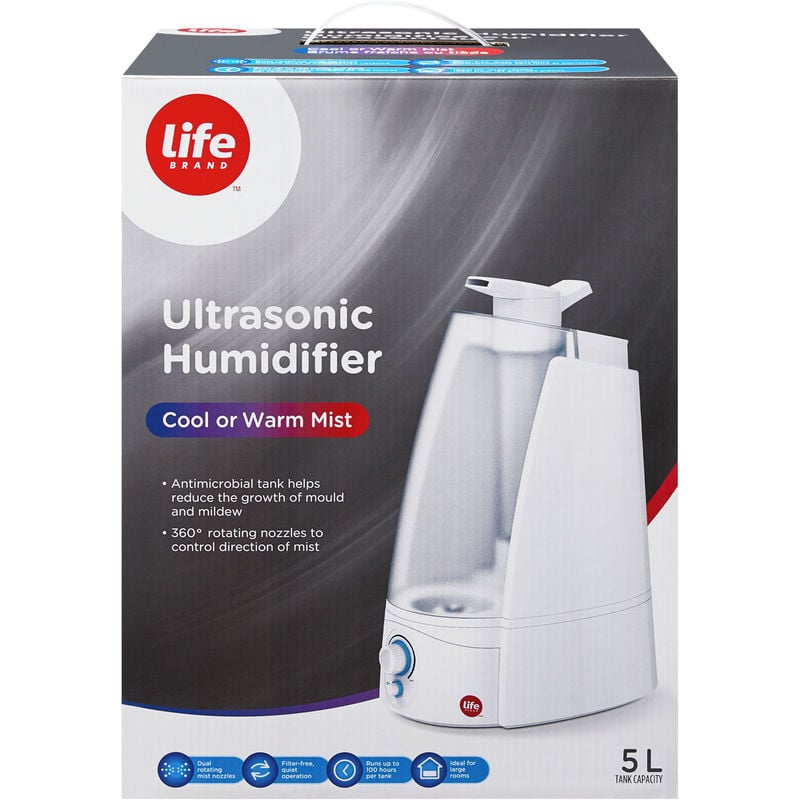 Life Brand Cool or Warm Mist Ultrasonic Humidifier 5L - CTC Health