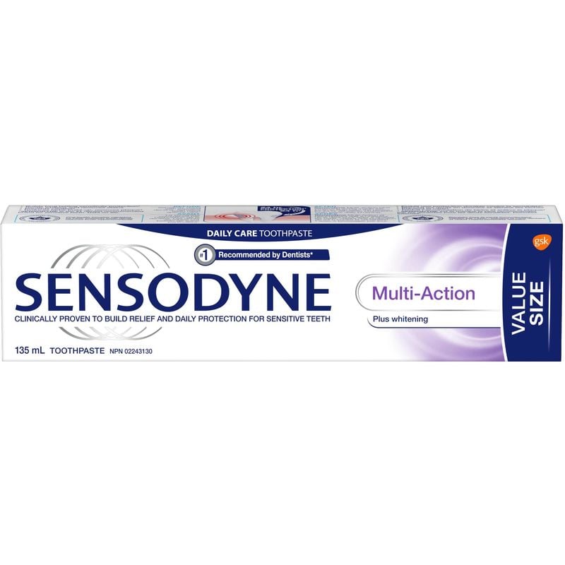 Sensodyne Multi-Action Toothpaste for Sensitive Teeth, Whitening, 135 ...