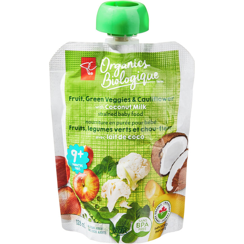 PC Organics Organic Strained Baby Food with Fruit, Green Veggies ...