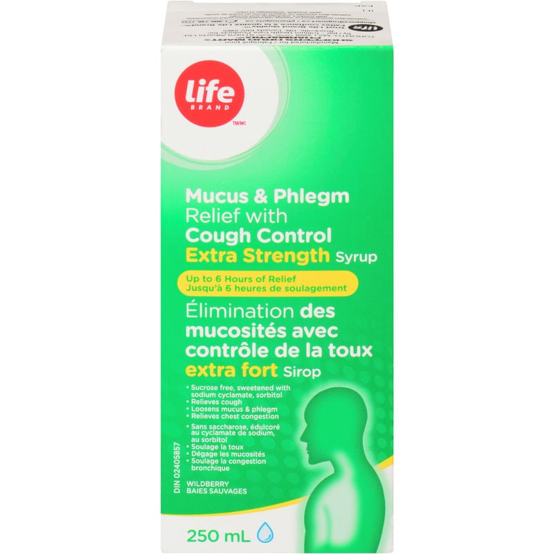 Life Brand Mucus & Phlegm Relief with Cough Control Extra Strength ...