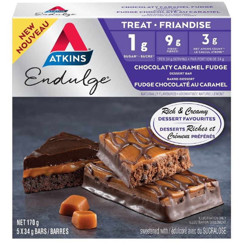 Atkins Endulge Chocolate Caramel Fudge Dessert Bar - 170g - CTC Health